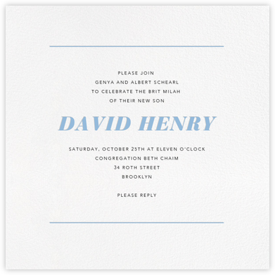 Bris and baby naming invitations | Send online instantly | RSVP tracking