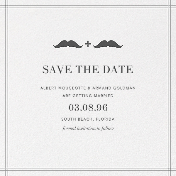 Mr. and Mr. Stache (Save the Date) - Gray | Send online instantly ...