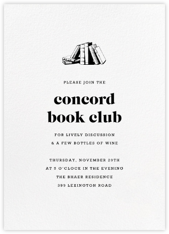 Book club invitations | Send online instantly | RSVP tracking
