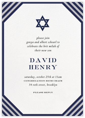 Bris and baby naming invitations | Send online instantly | RSVP tracking