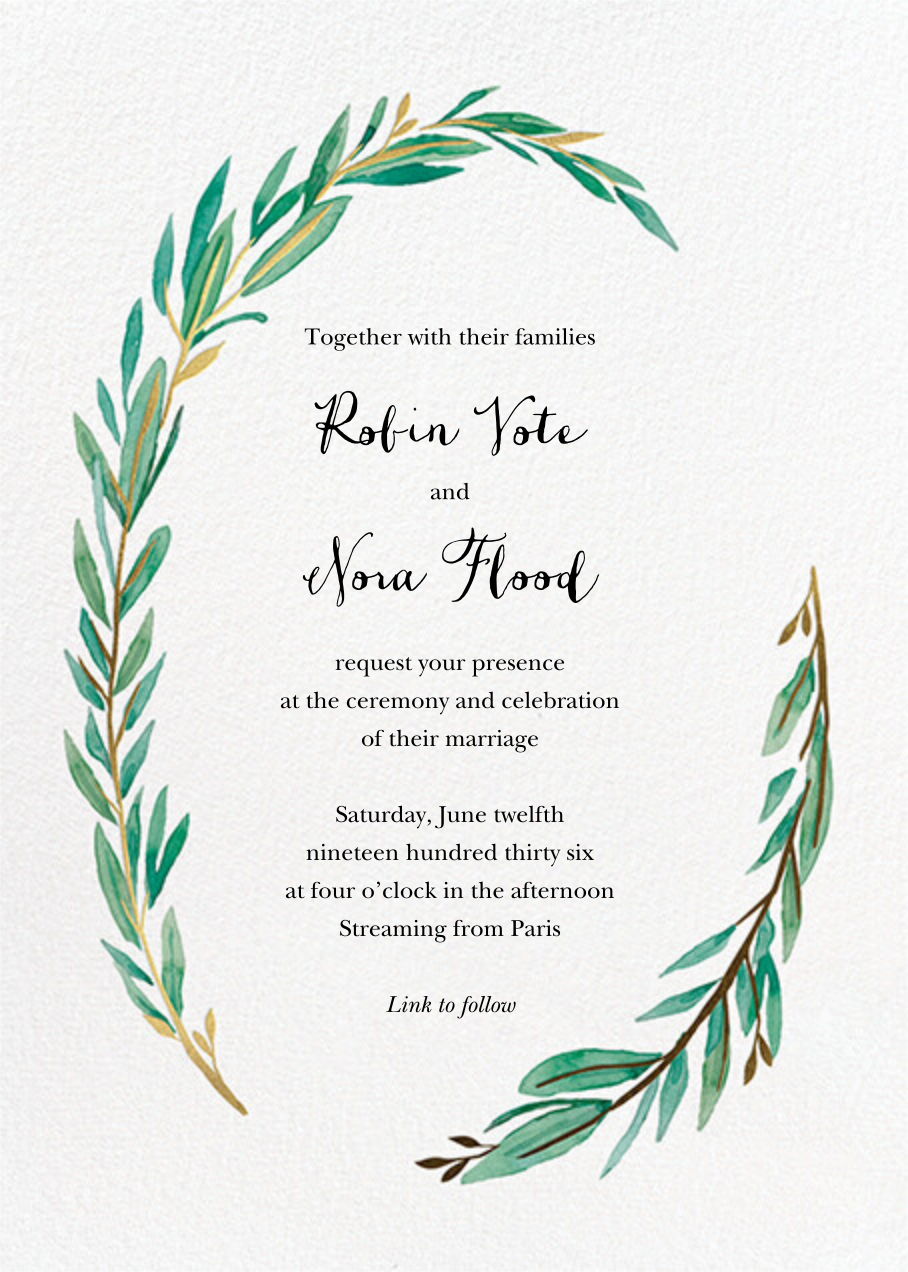 Olive Branch (Invitation) | Send online instantly | Track opens
